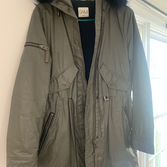 SAM. | Jackets & Coats | Gorgeous Sam Hudson Navy Blue Fur Parka | Poshmark